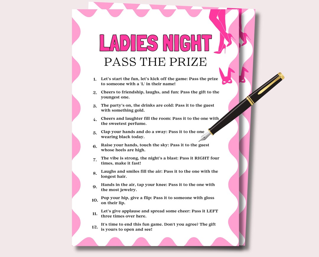 Ladies Night Pass the Prize, Printable Ladies Night Games, Pass the ...