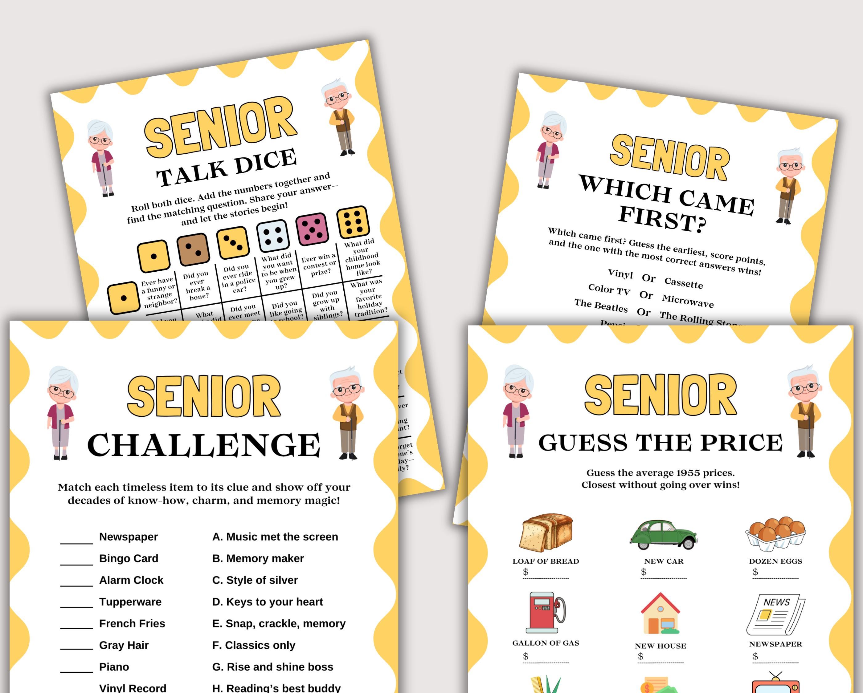Senior Games Bundle, Games for Seniors Group Games for Senior Citizens ...
