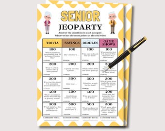 Senior Jeopardy Game, Fun Game for Seniors Group, Senior Riddles ...