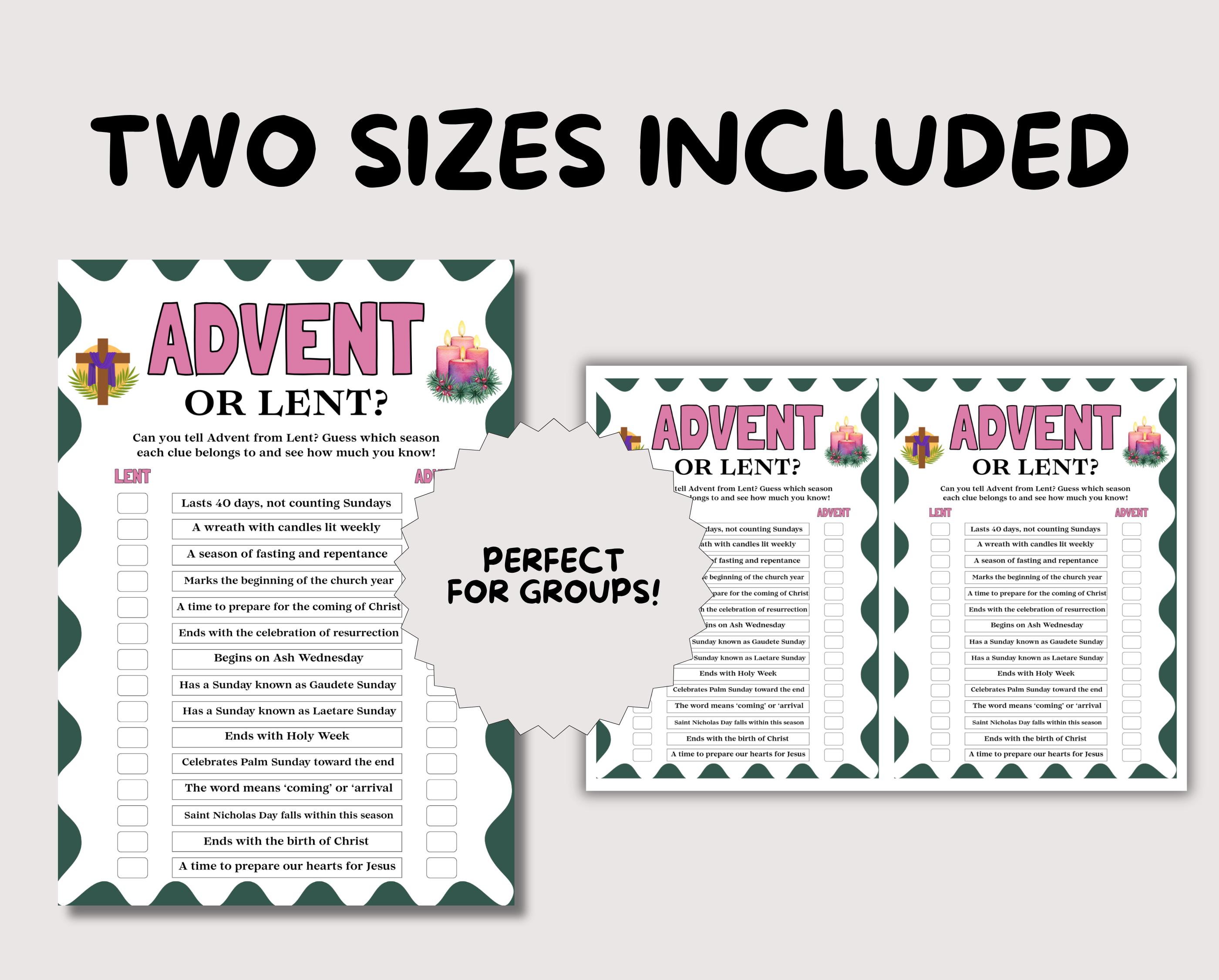 Advent or Lent Trivia Game, Fun Advent Game for Adults Kids Christmas ...