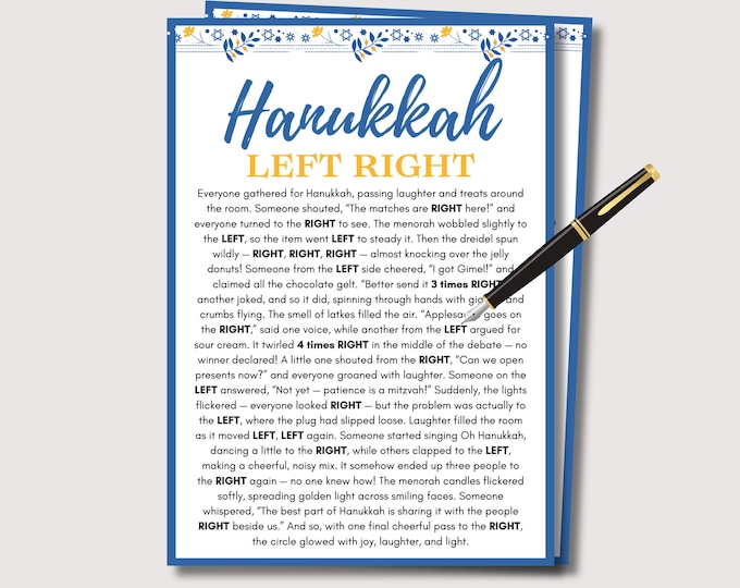 Hanukkah Left Right Game, Fun Printable Hanukkah Game for Adults Kids ...