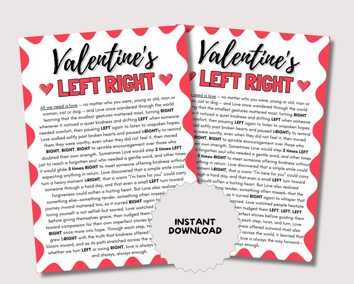 Valentines Left Right Game, Fun Valentine's Day Game for Kids Adults ...