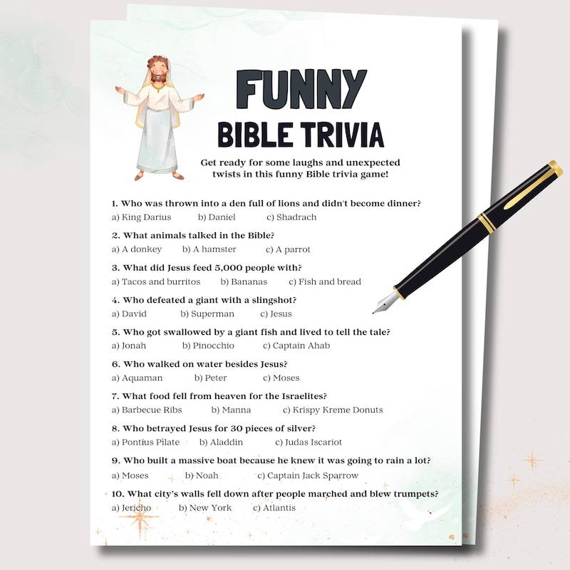 Funny Bible Trivia Game - Etsy