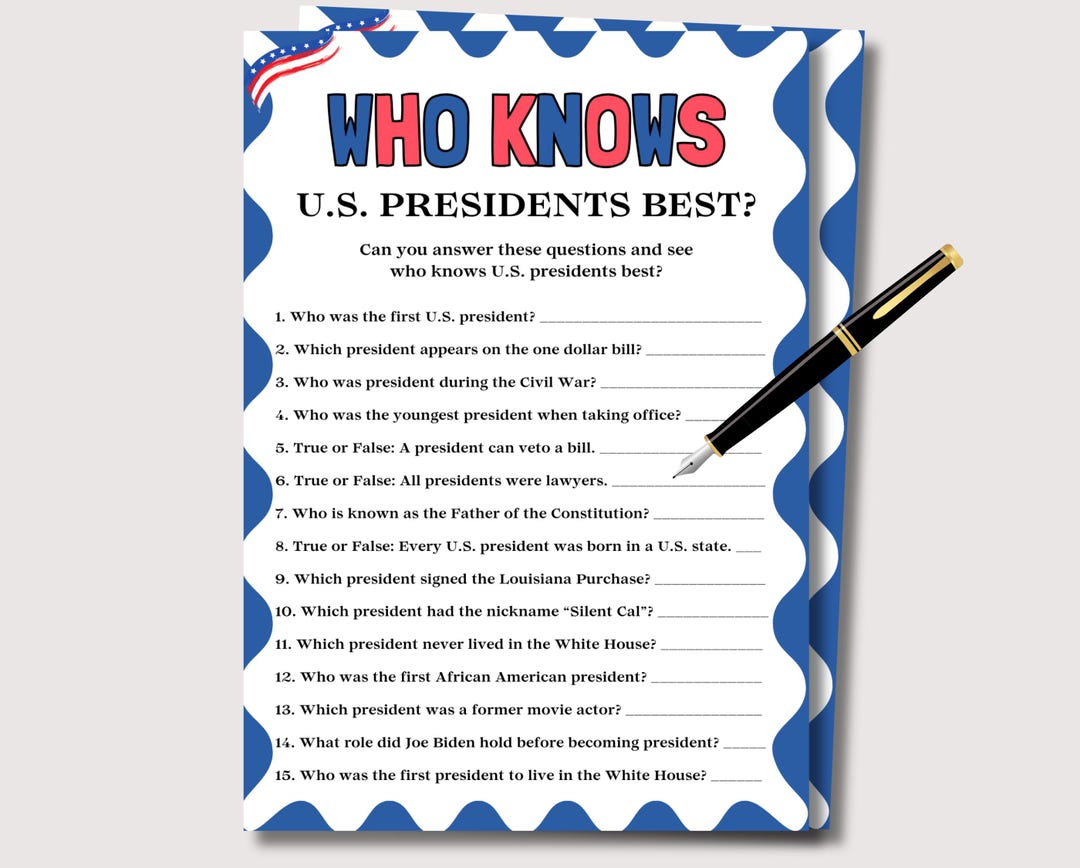 Who Knows US Presidents Best Game, Fun Presidents Day Game for Kids ...