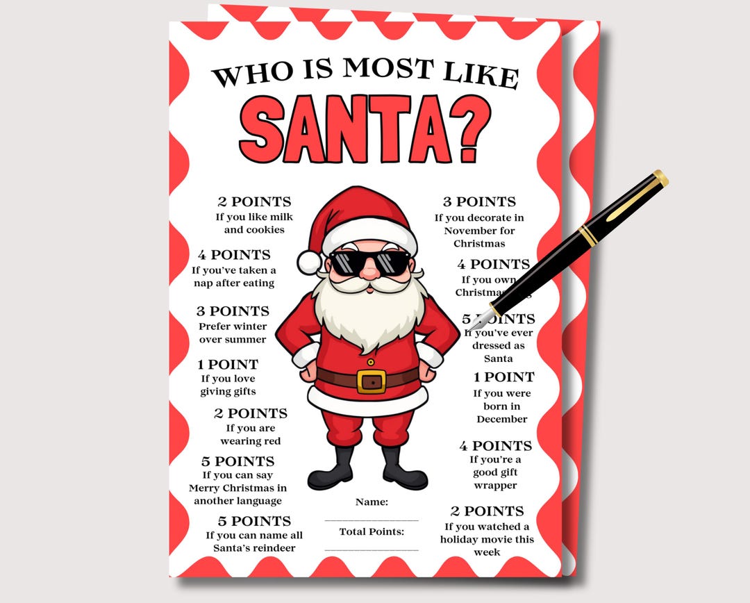 Who is Most Like Santa Game, Fun Family Christmas Game for Kids Adults ...