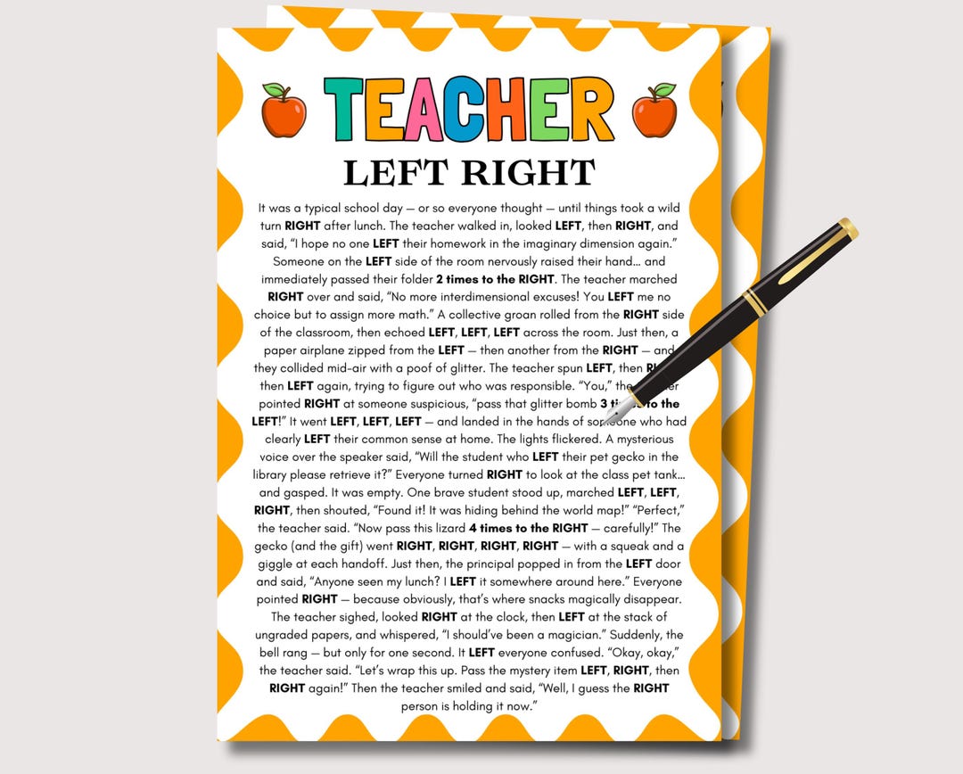 Teacher Left Right Game, Teacher Game Pass the Prize, Teacher ...