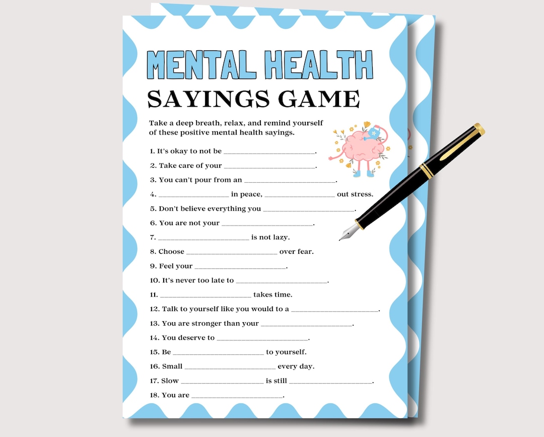 Mental Health Sayings Game, Mental Health Game for Adults and Teen ...