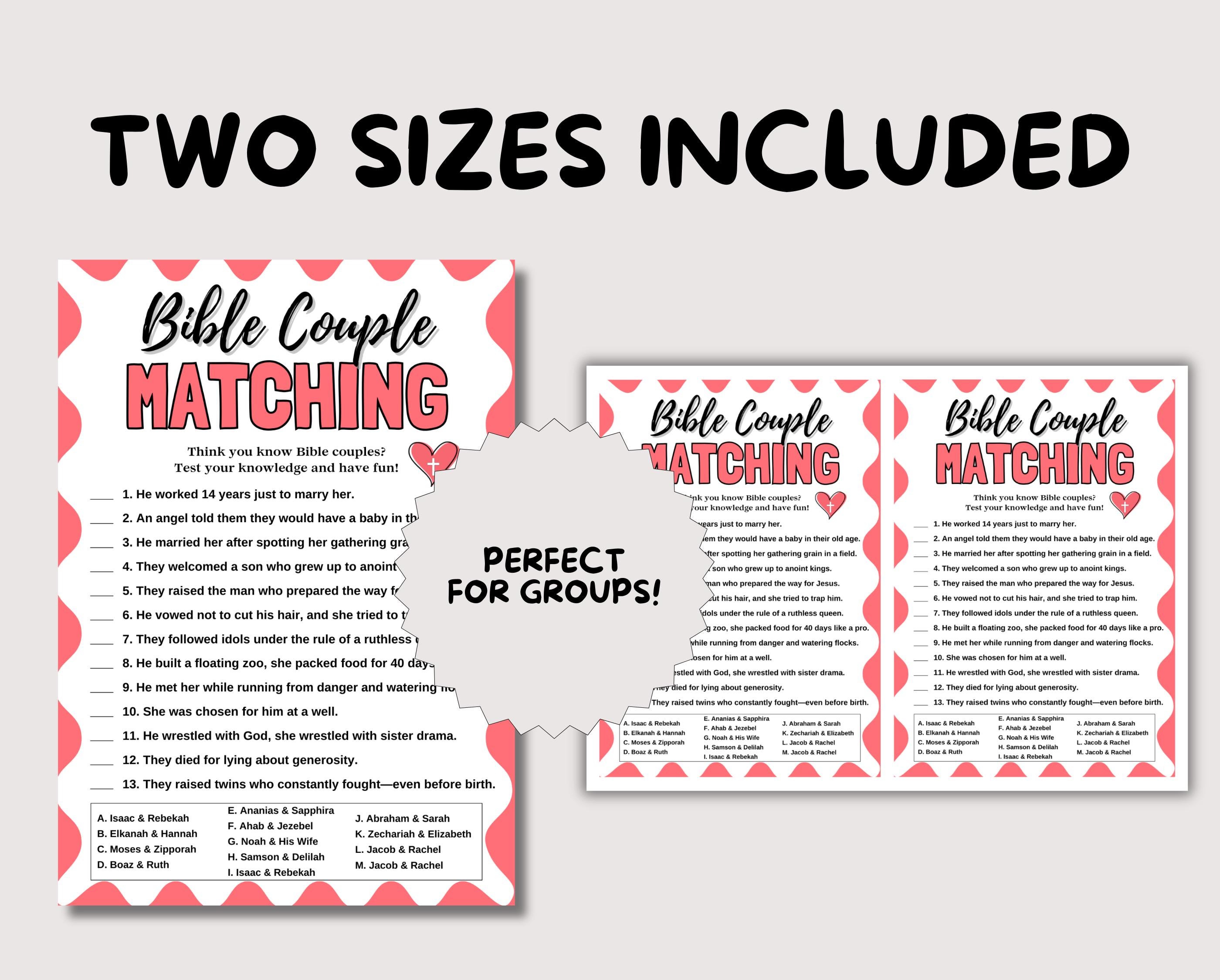 Bible Couples Matching Game, Fun Christian Valentine's Day Game for ...