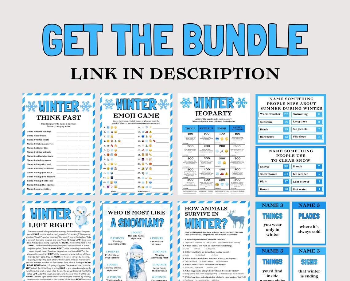 Winter 5 Second Game, Fun Winter Game for Adults Kids, Group Winter ...