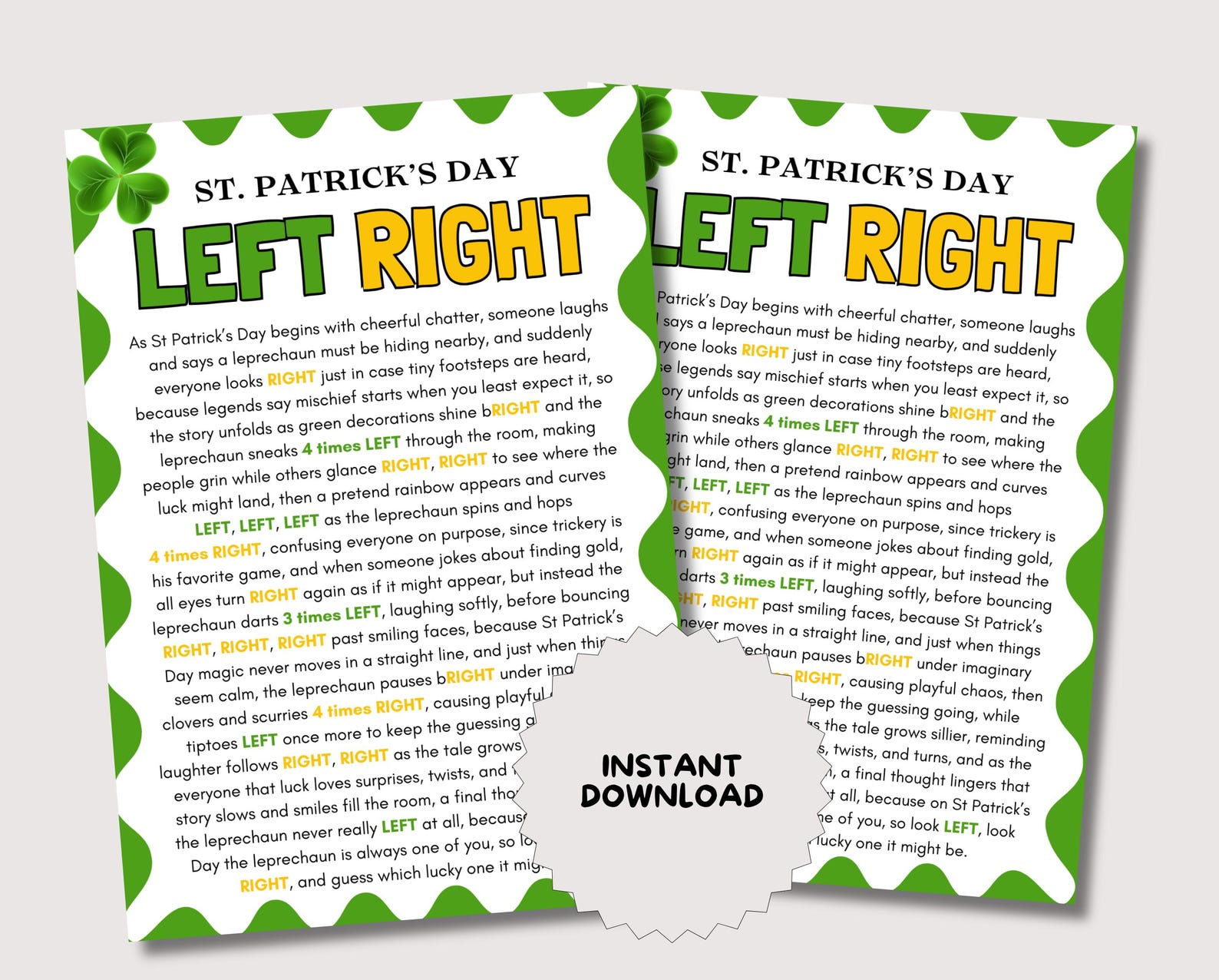 St Patrick's Day Left Right Game, Fun St Patricks Day Game for Adults ...