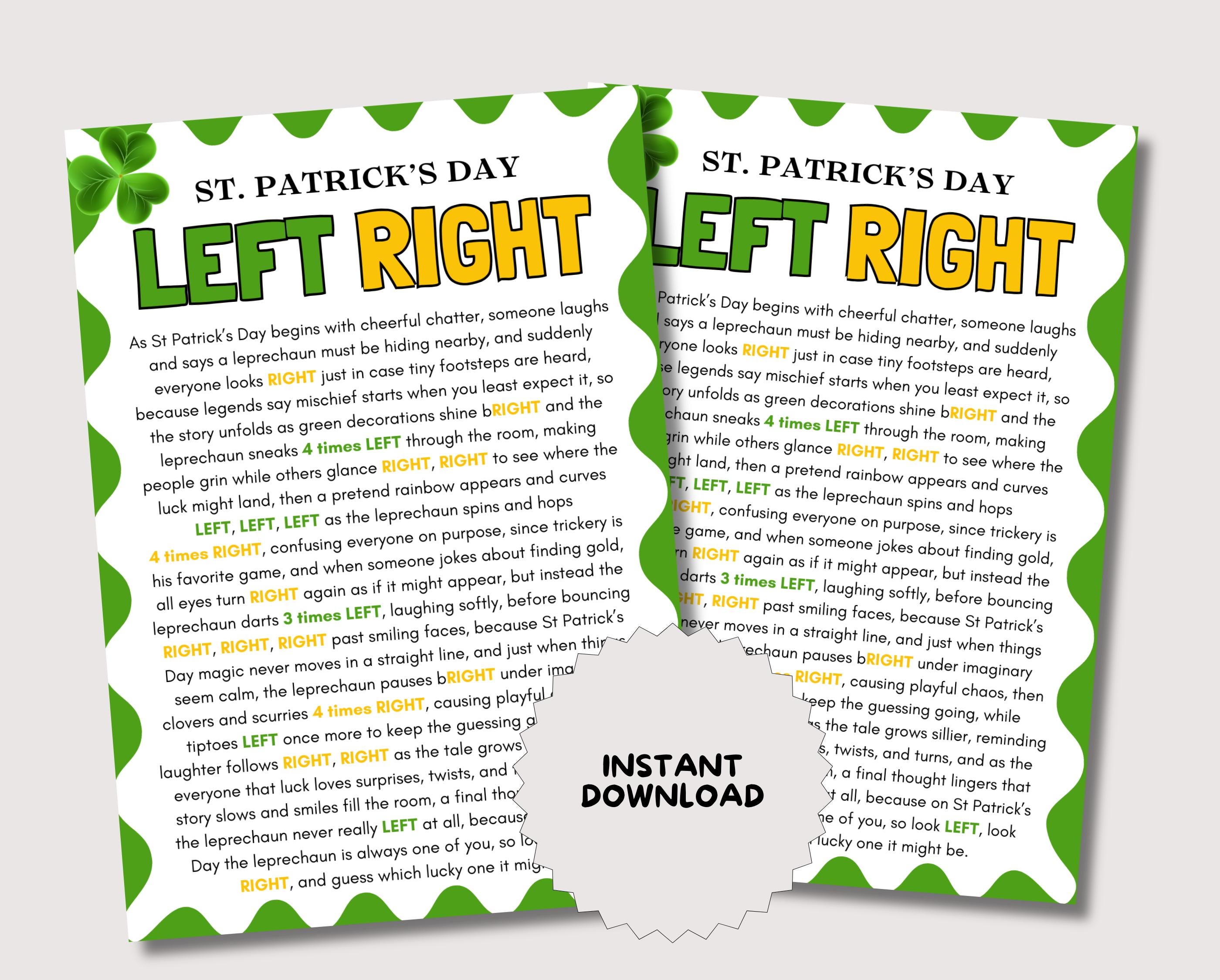 St Patrick's Day Left Right Game, Fun St Patricks Day Game for Adults ...