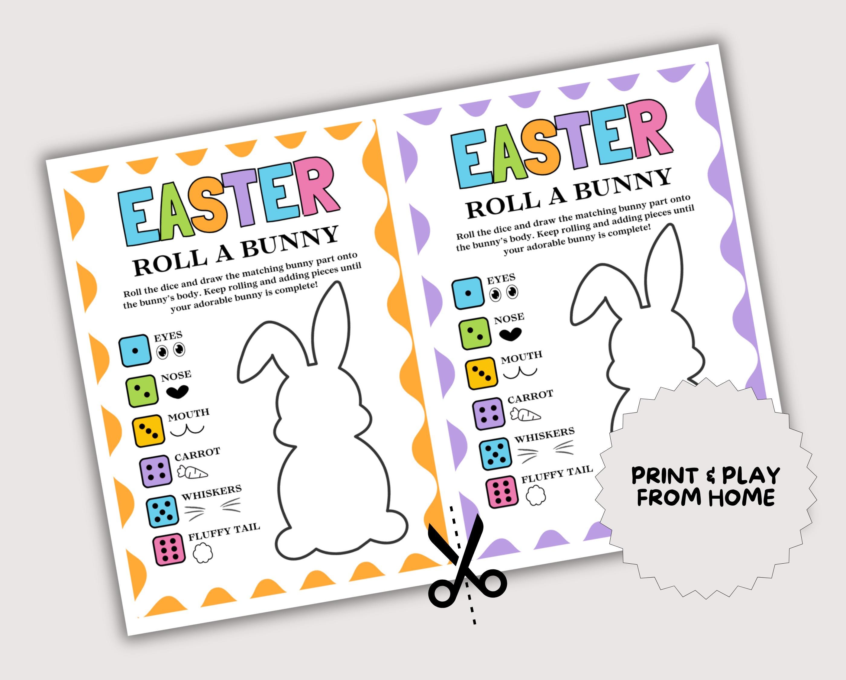 Easter Roll a Bunny Game, Fun Printable Easter Game for Kids, Group ...