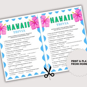 Hawaii Trivia Game, Printable Luau Party Game, Hawaiian Quiz, Aloha ...