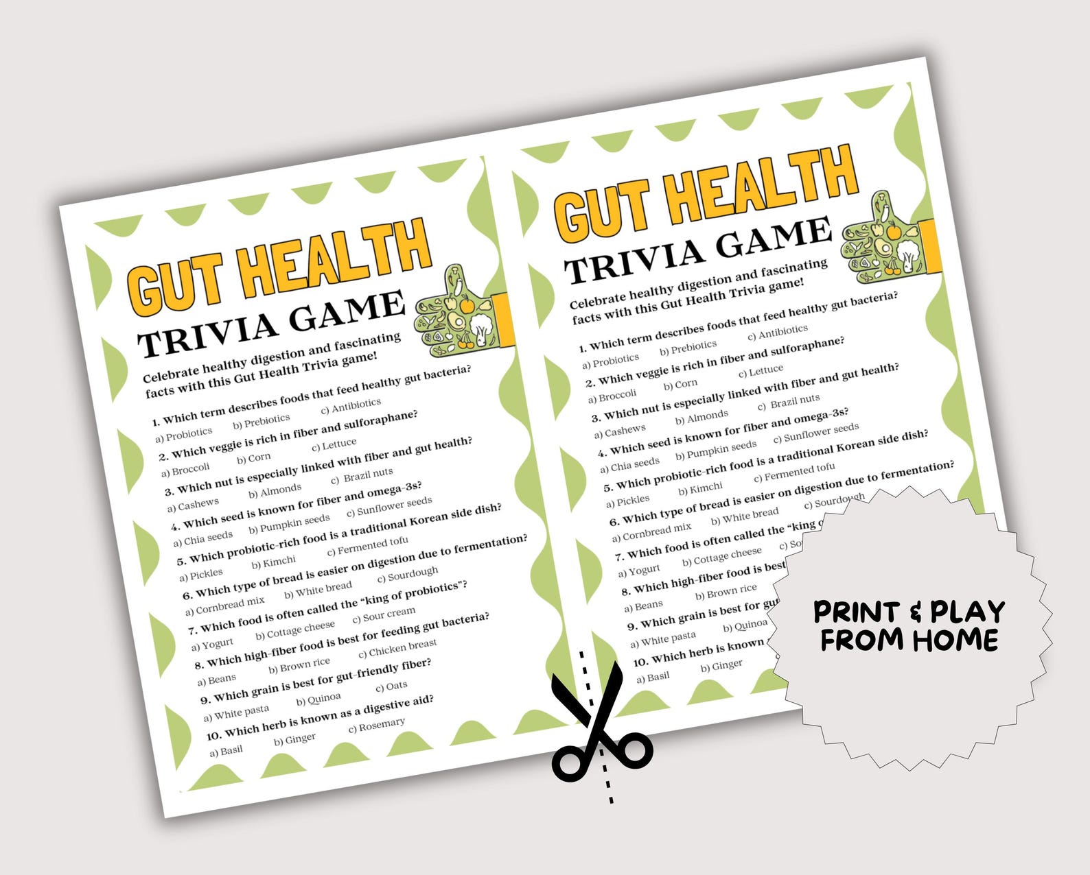 Gut Health Trivia Game, Fun Nutrition Game for Adults and Kids, Healthy ...