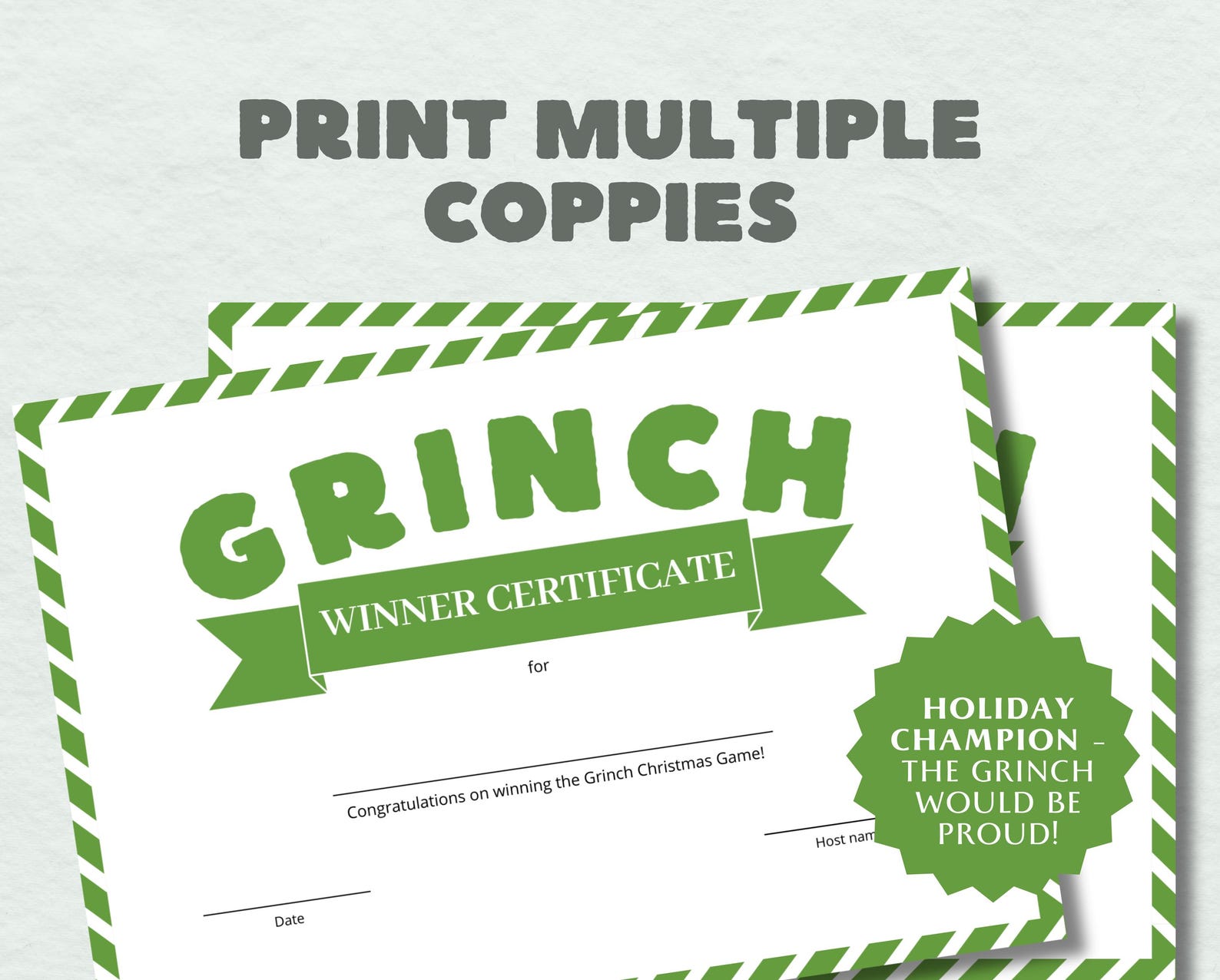 Grinch Certificate, Grinch Christmas Game Certificate, Grinch Party ...