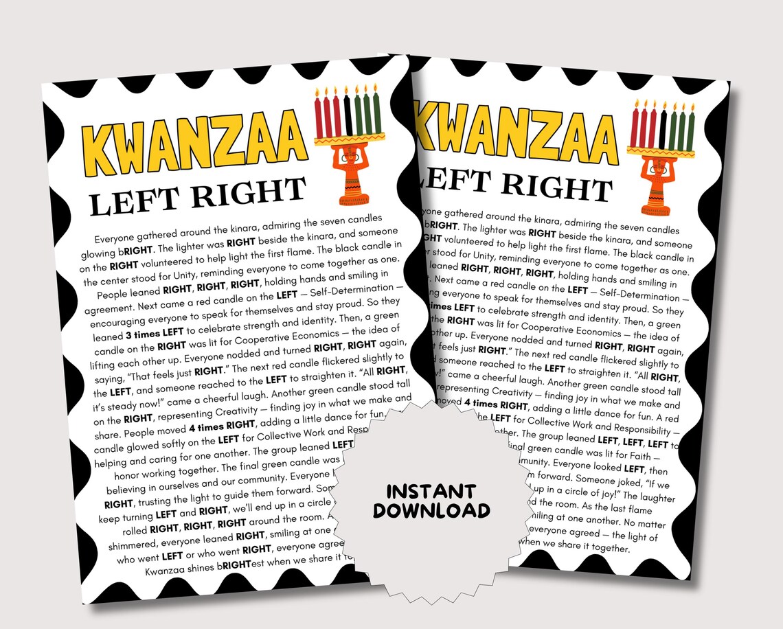 Kwanzaa Left Right Game, Funny Printable Kwanzaa Game for Adults Kids ...
