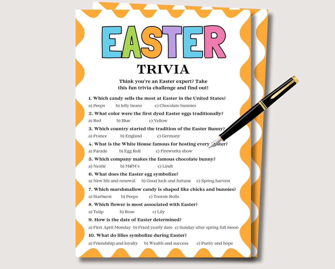 Easter Trivia Game, Fun Easter Quiz for Kids Adults, Printable Easter ...