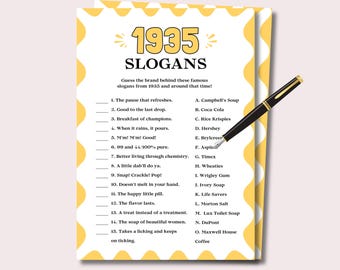1935 TV and Radio Slogan Trivia Game, Fun 1935 Birthday Game for Her ...