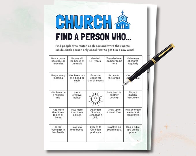 Find Someone Who Game for Church, Printable Church Games, Church ...