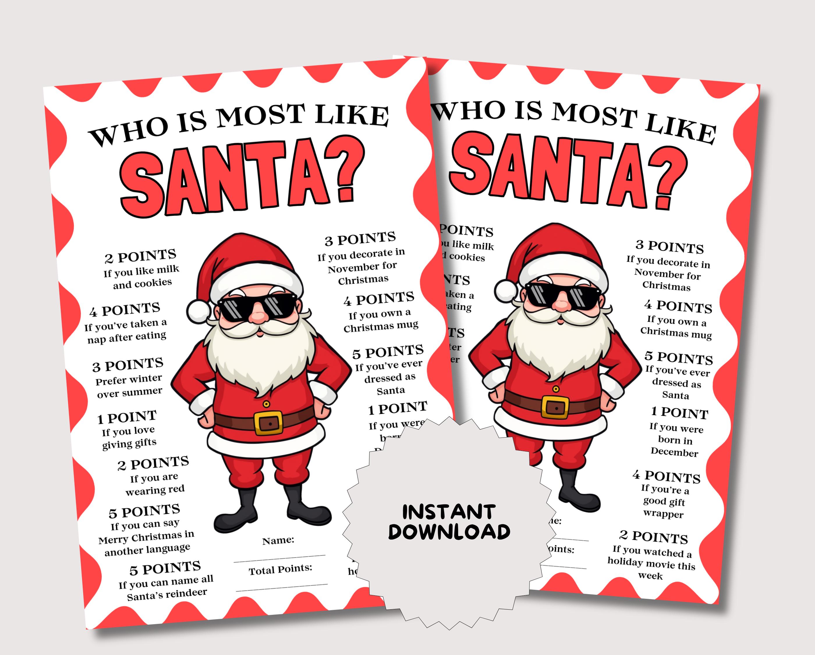 Who is Most Like Santa Game, Fun Family Christmas Game for Kids Adults ...