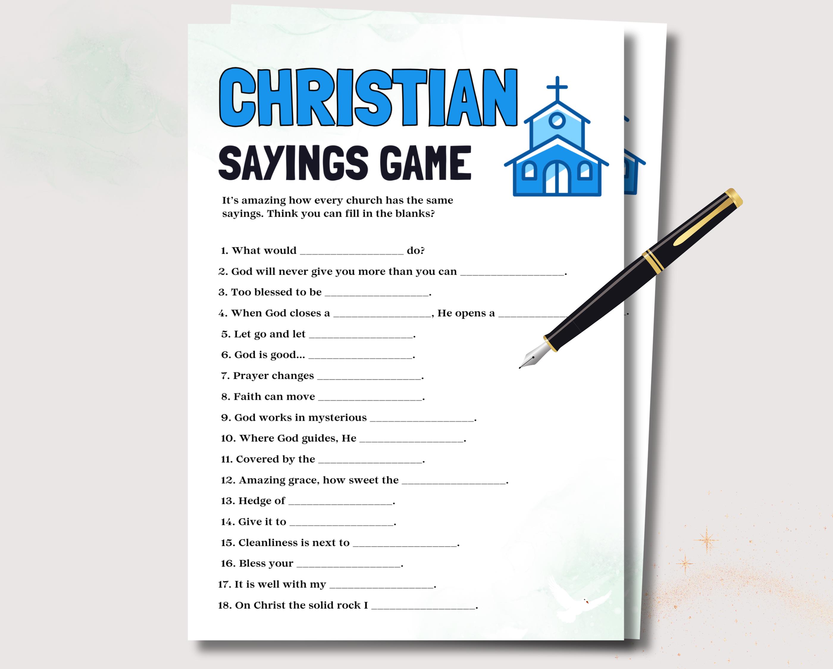 Christian Sayings Game, Fun Christian Trivia for Kids and Adults ...