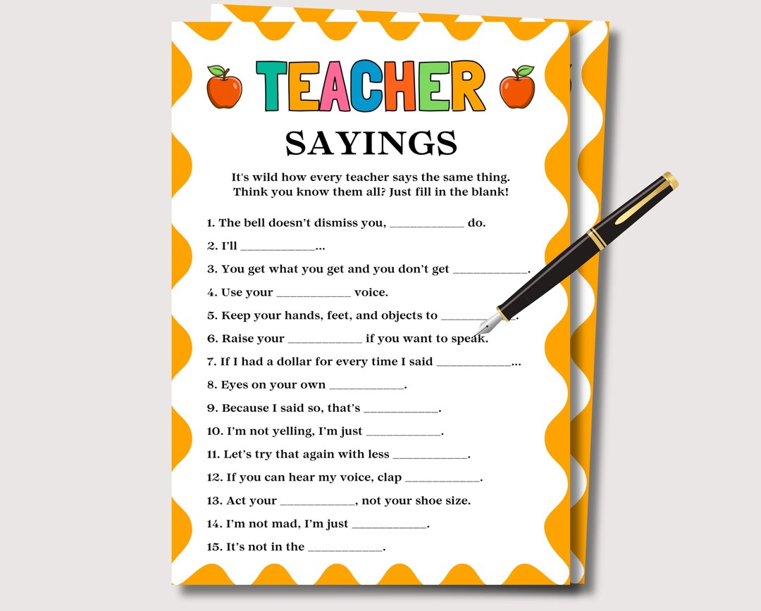 Teacher Games, Teacher Saying Game, Teacher Retirement Game, Teacher ...