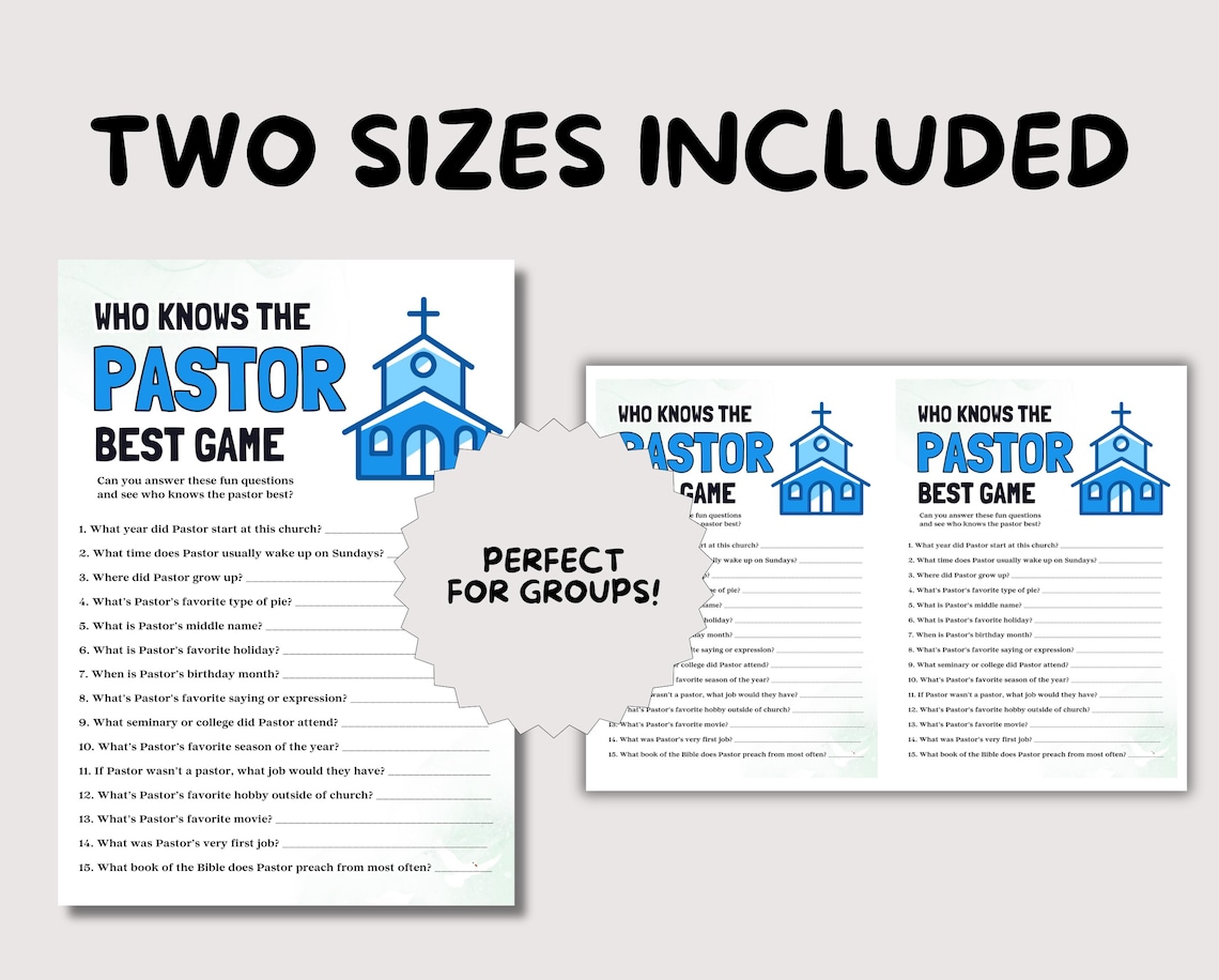 Who Knows the Pastor Best Game, Fun Church Trivia for Adults and Kids ...