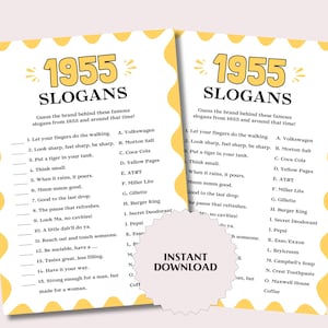 1955 TV and Radio Slogan Trivia Game, Fun 1955 Birthday Game for Her ...
