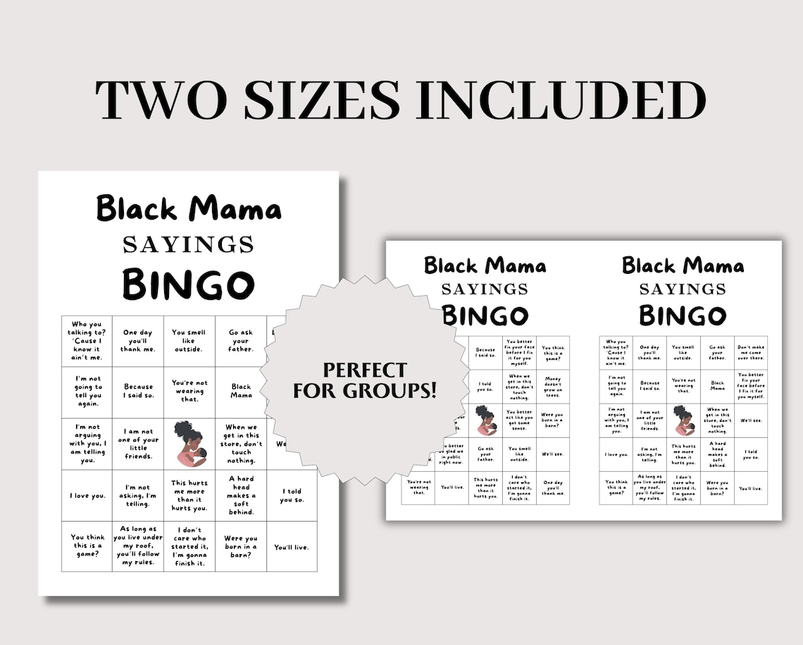 Black Mama Sayings Game Bingo Black Mama Saying, Black Momma Sayings ...
