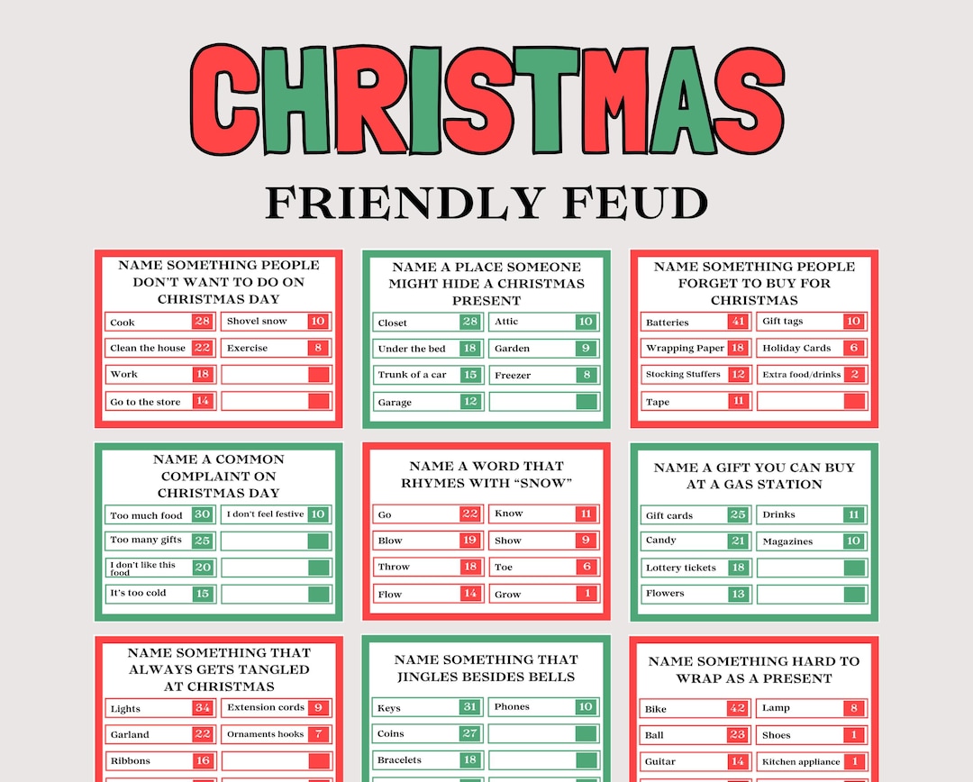 Christmas Family Feud Game, Fun Christmas Game for Adults Kids ...