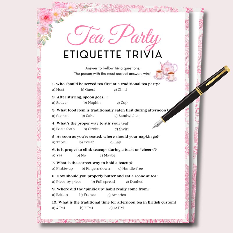 Tea Party Etiquette Game - Etsy