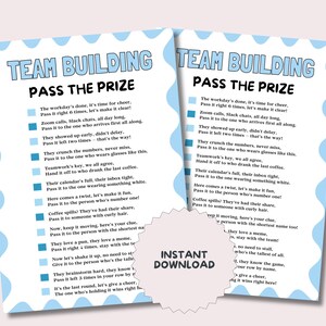 Pass the Prize Team Building Game, Office Games, Printable Team ...
