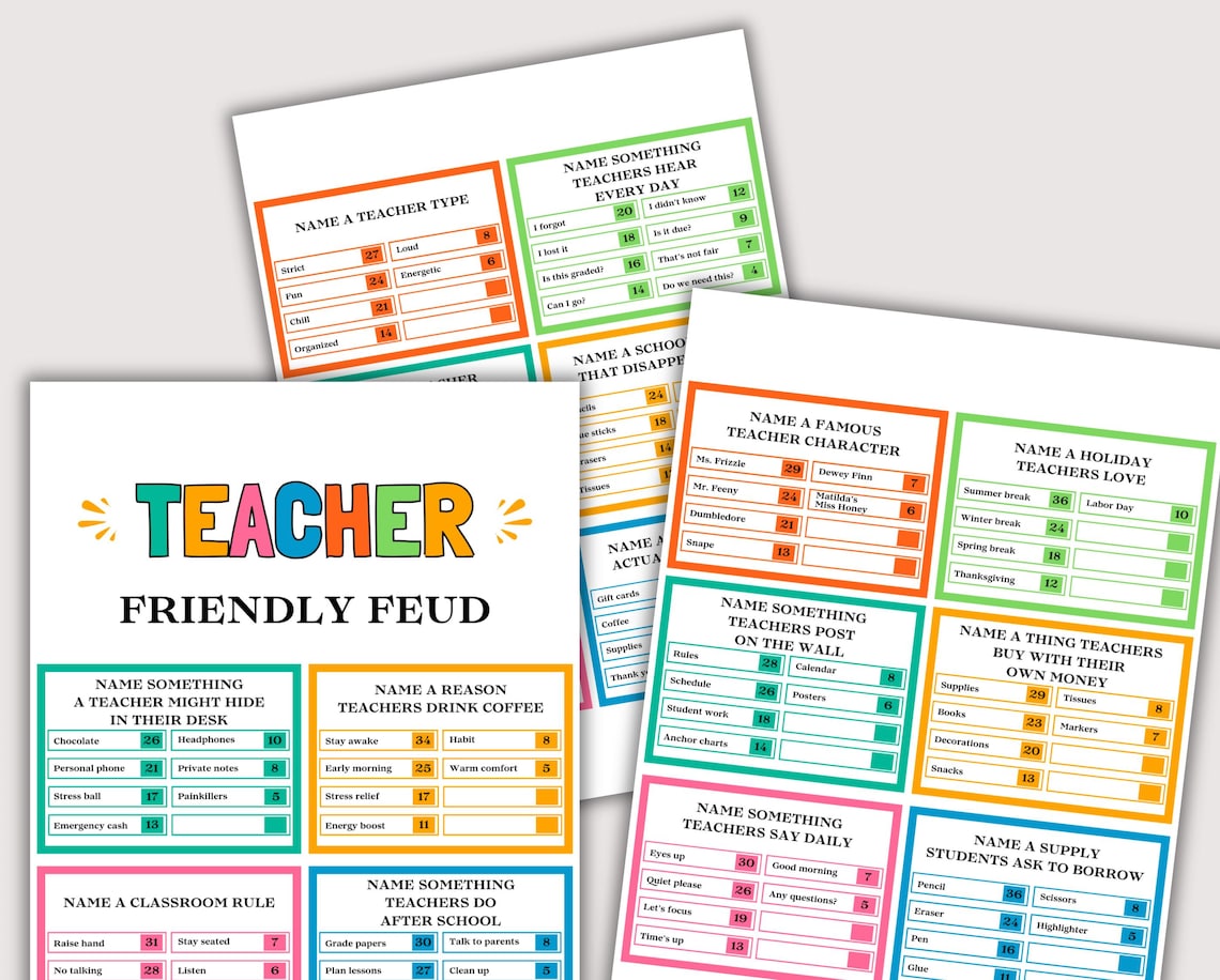Teacher Family Feud, Teacher Feud Game, Teacher Games School Games ...