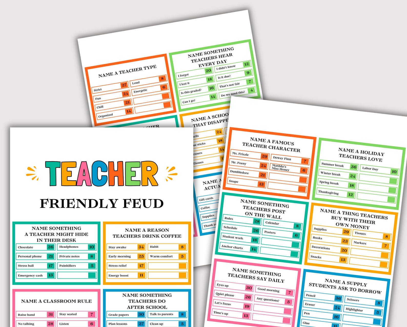 Teacher Family Feud, Teacher Feud Game, Teacher Games School Games ...