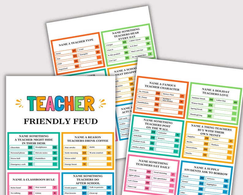 Teacher Family Feud, Teacher Feud Game, Teacher Games School Games ...