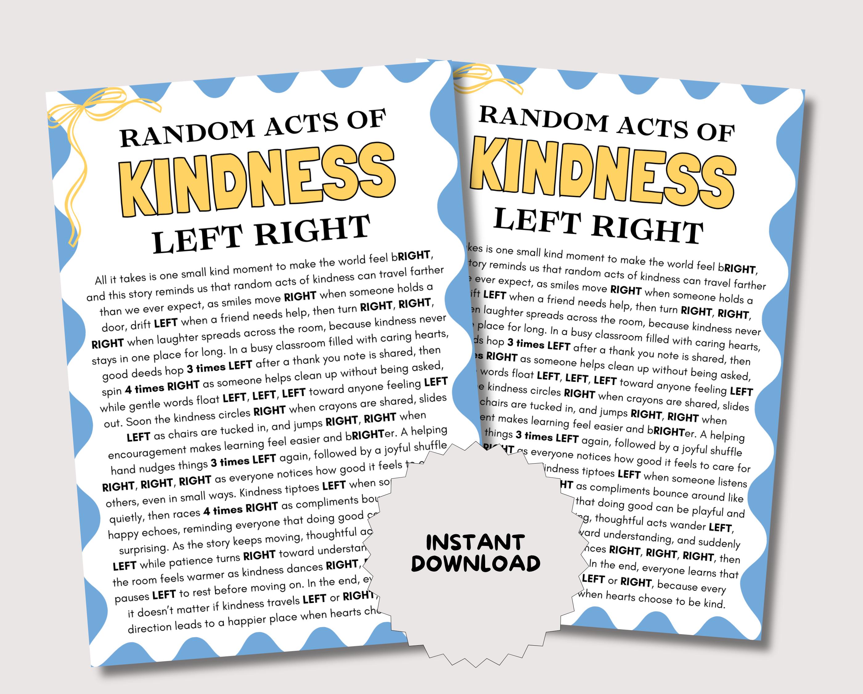 Random Acts of Kindness Left Right Game, Fun Printable Kindness ...