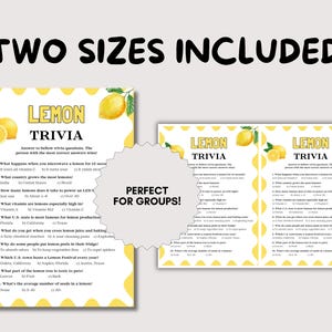 Lemon Trivia Game, Lemon Game for Kids Adults, Lemon Themed Baby Shower ...