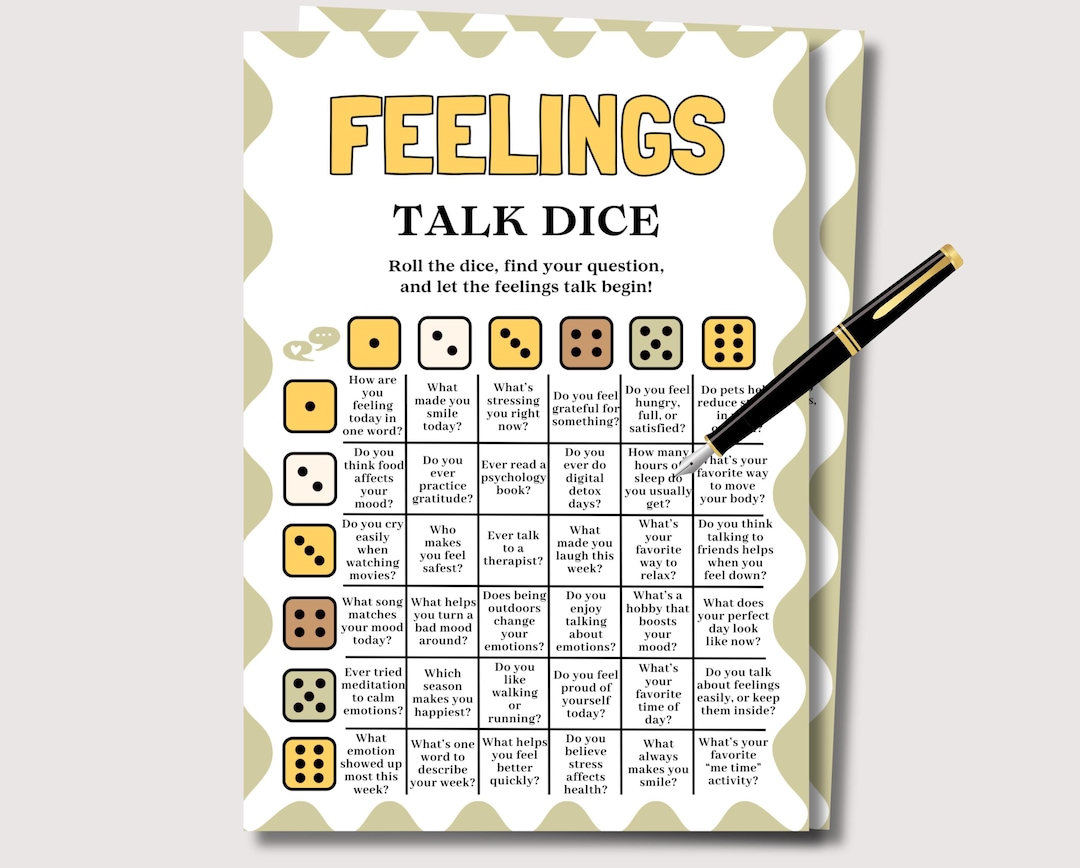 Feelings Talk Dice Game, Mental Health Game for Adults and Kids ...