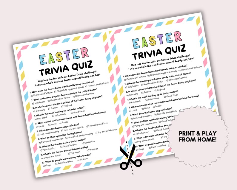 Easter Games, Easter Trivia Game, Easter Party Game, Printable Easter ...
