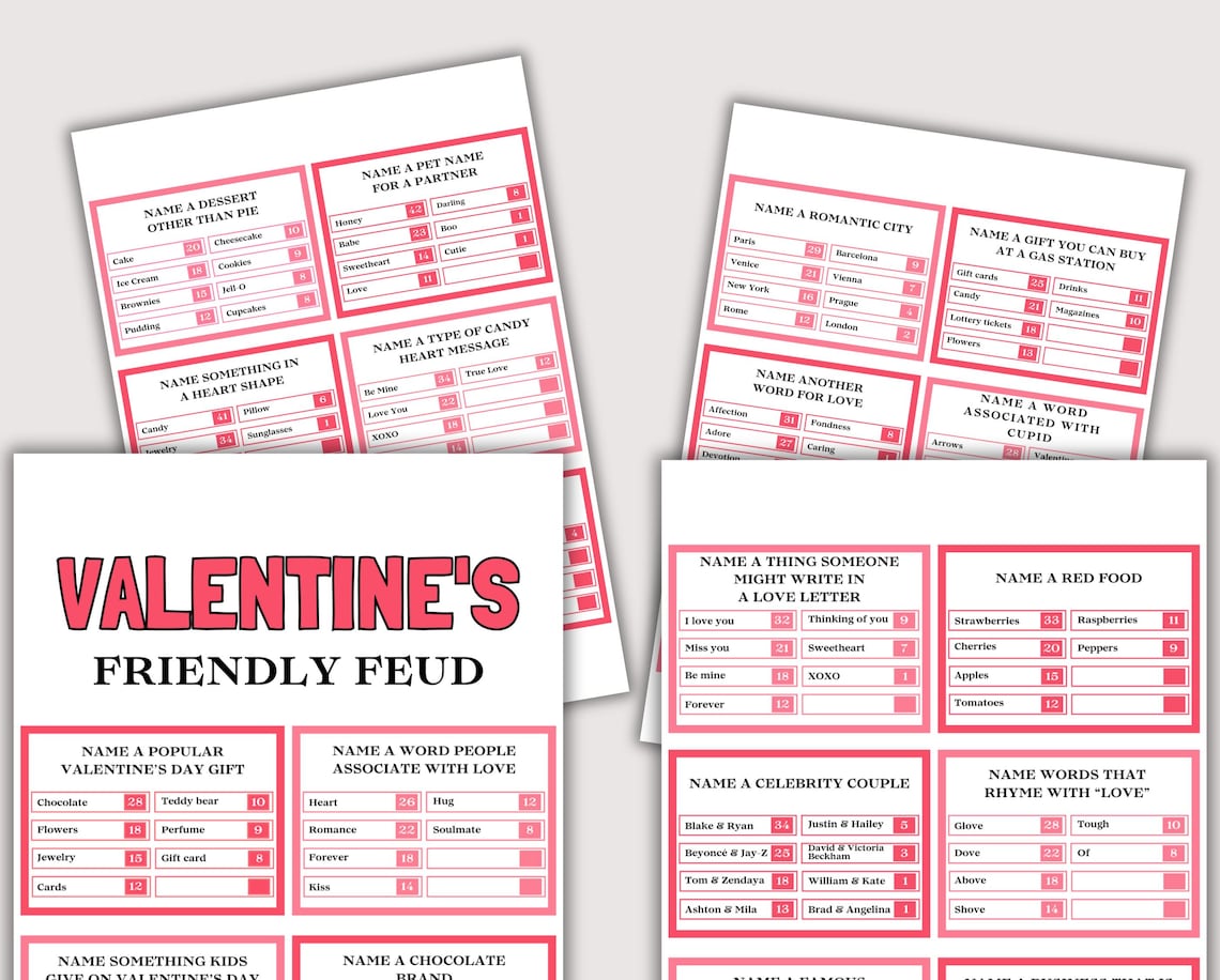 Valentines Day Friendly Feud, Fun Valentine Game for Kids Adults ...