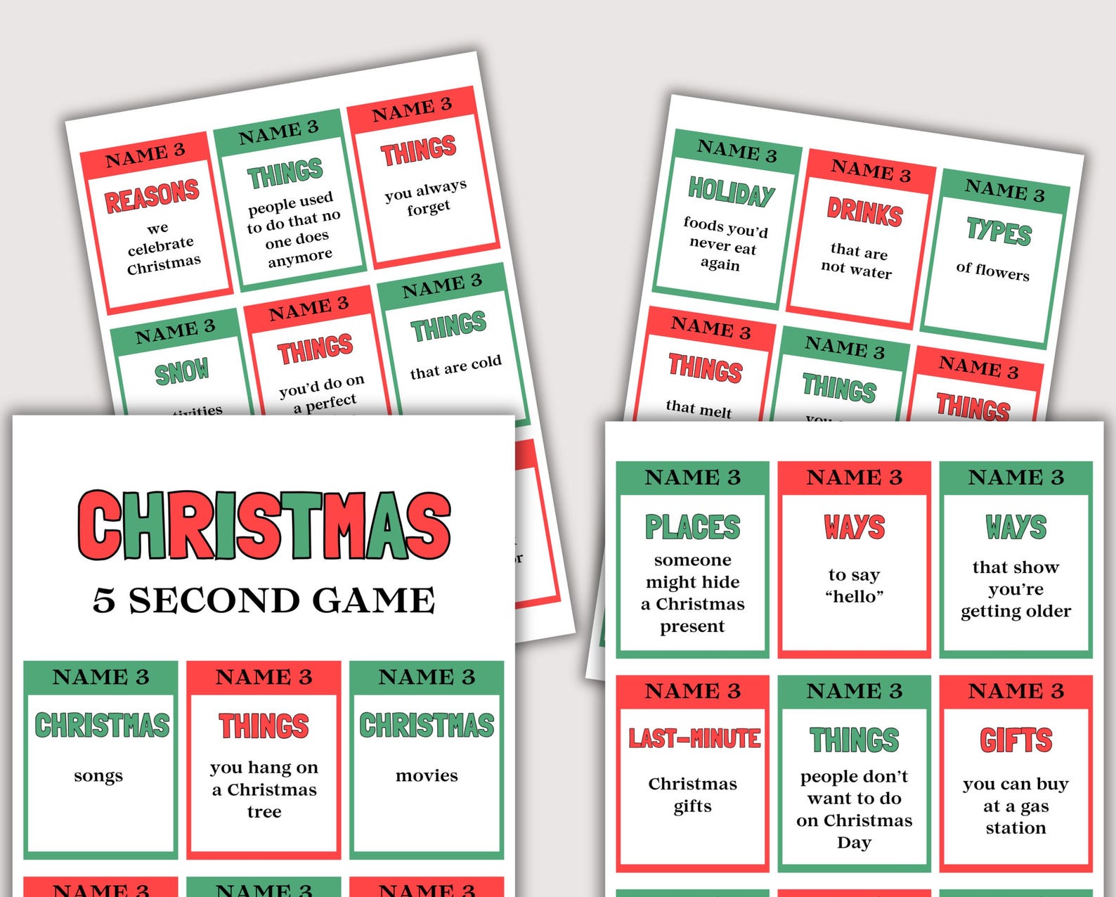 Christmas 5 Second Game, Fun Christmas Game for Adults Kids, Group ...