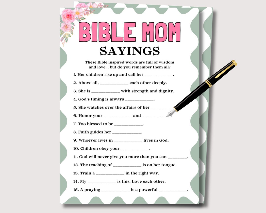 Mothers Day Game Bible Mom Sayings, Christian Mothers Day Trivia for ...
