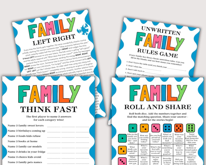 Family Reunion Games Bundle, Fun Printable Family Games for Adults Kids ...