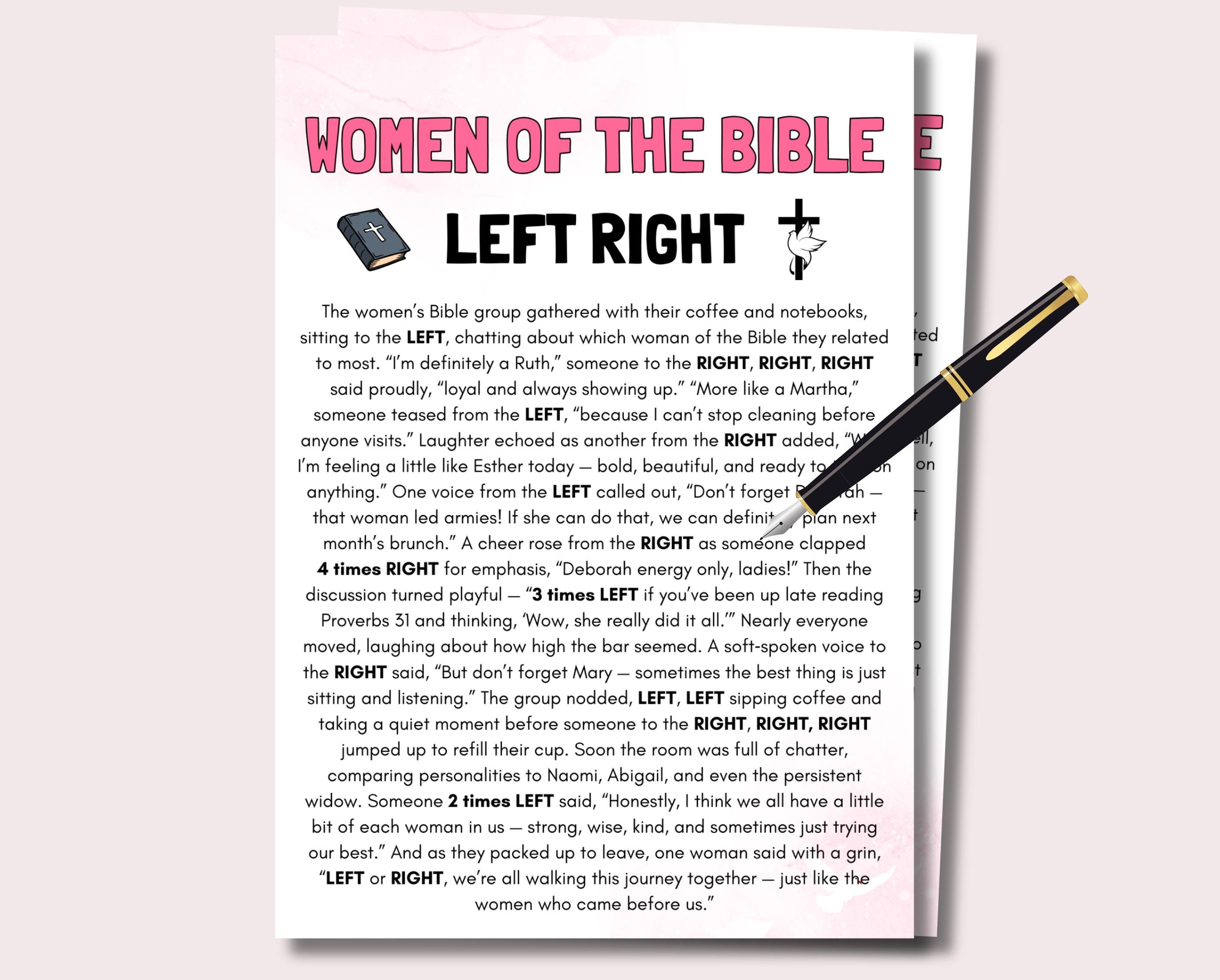 Women of the Bible Left Right Game, Women in Bible Women's Ministry ...
