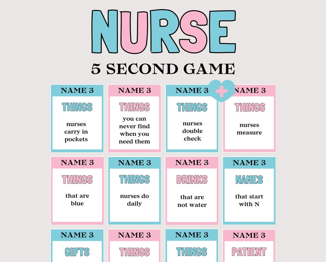 Nurse 5 Second Game, Fun Nurse Game for Medical Party, Nurse Party ...