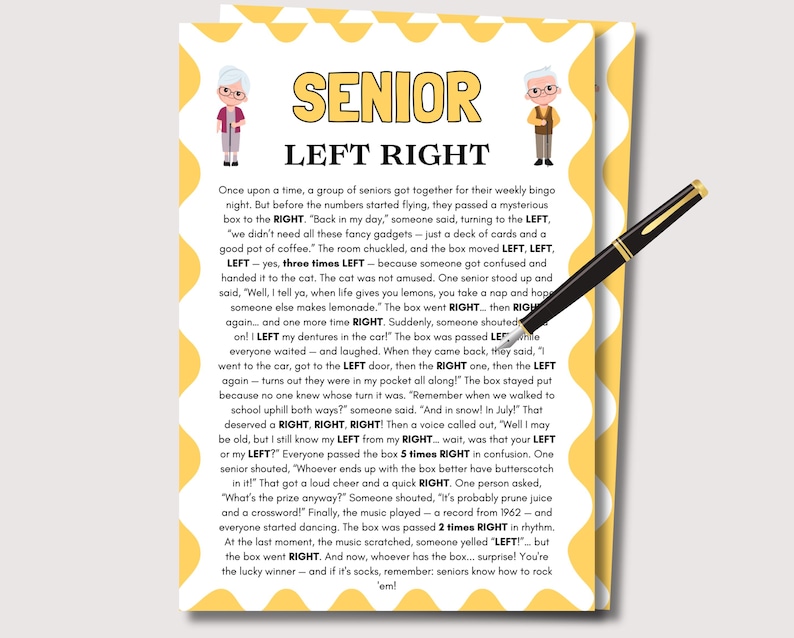 Senior Left Right Game, Games for Seniors, Senior Games, Games for ...