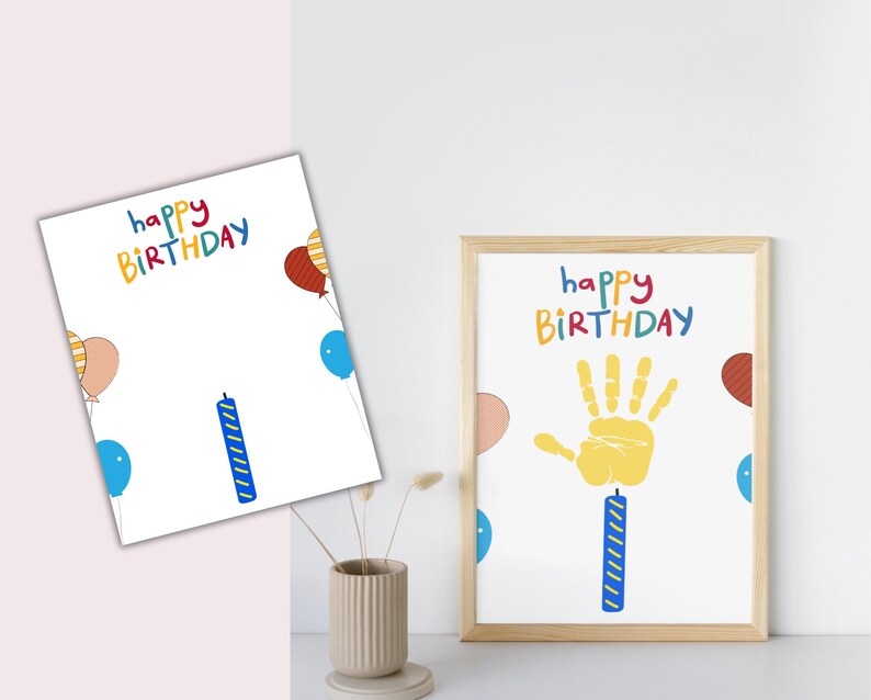 Birthday Handprint Craft, Happy Birthday Handprint Bundle, Personalized ...
