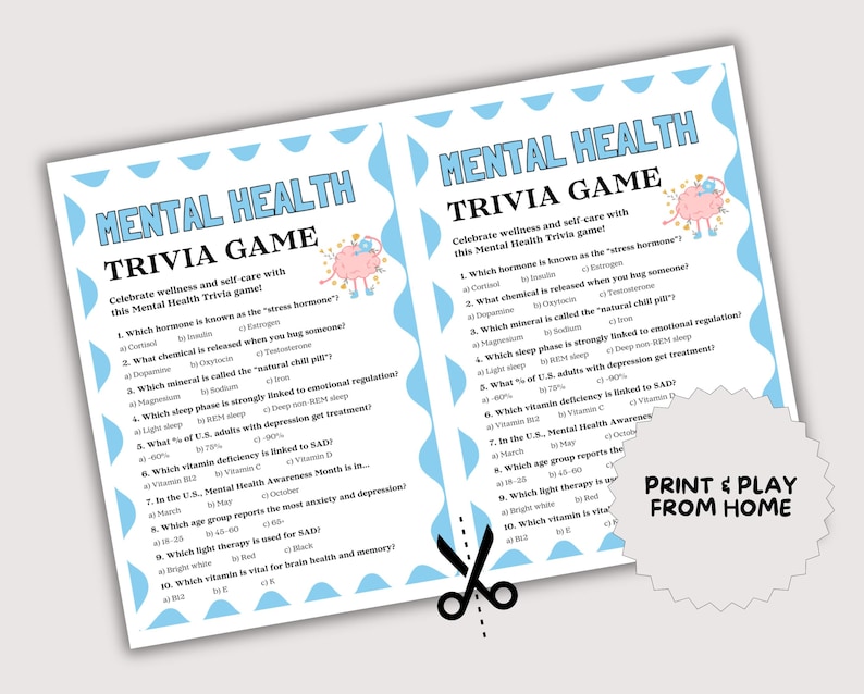 Mental Health Trivia Game, Mental Health Game for Teen Kids Adults ...