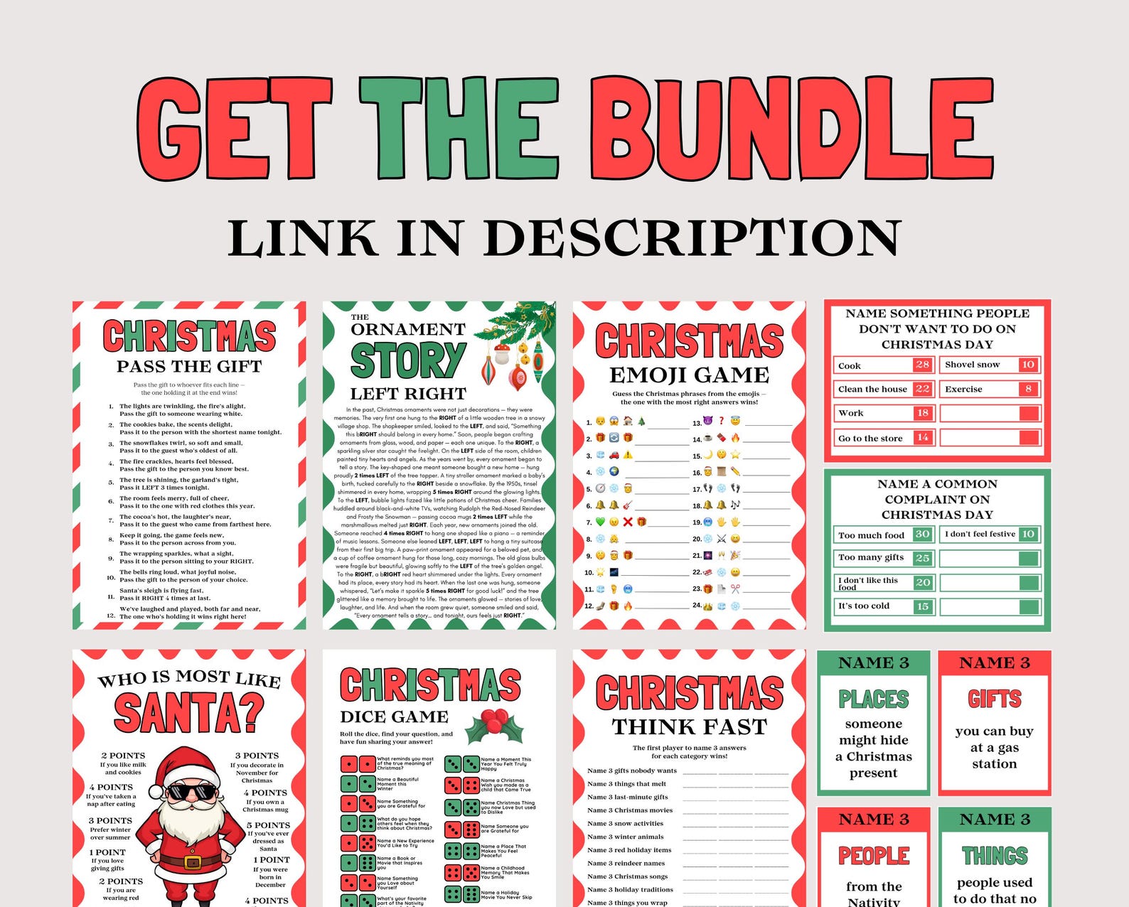 Christmas Think Fast Game, Fun Christmas Game for Adults Kids, Family ...