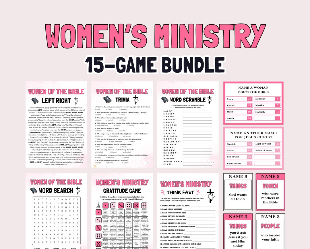 Women's Ministry Games Bundle, Bible Games for Women Christian Ladies ...